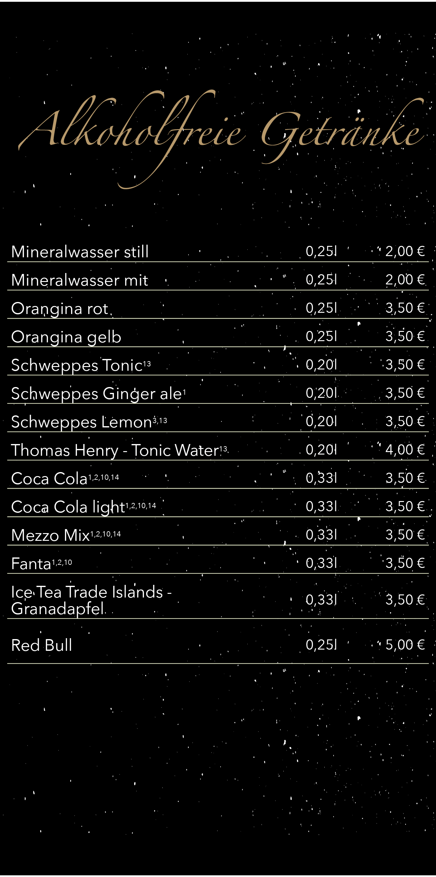 Getränkekarte - high5